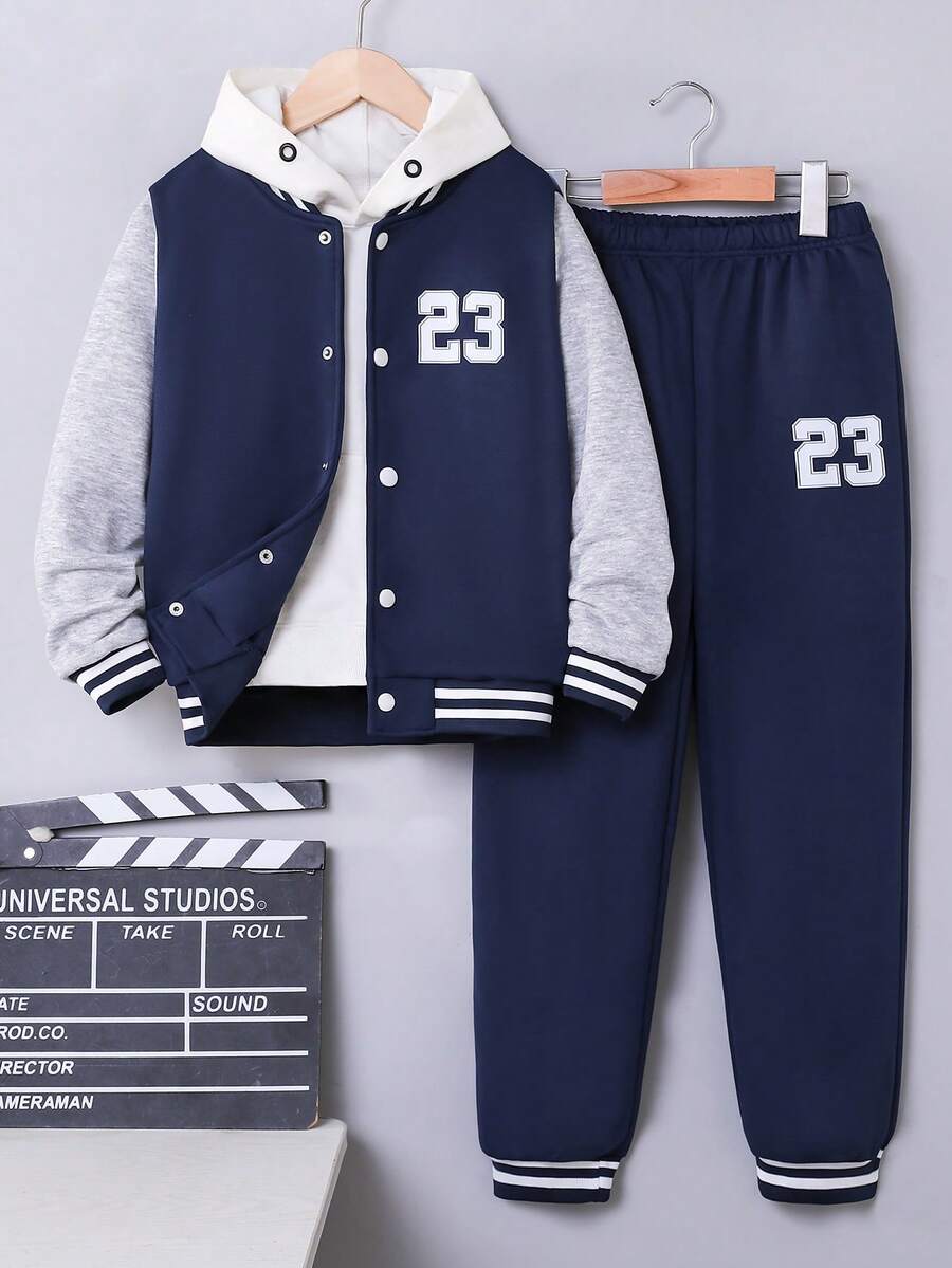 SHEIN 2pcs/Set Vintage American Letter Graphic Baseball Jacket And ...