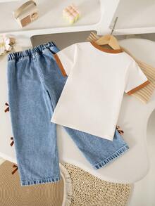 SHEIN Genkimix Kids Young Girls Summer New Simple Collar Splice Color ...