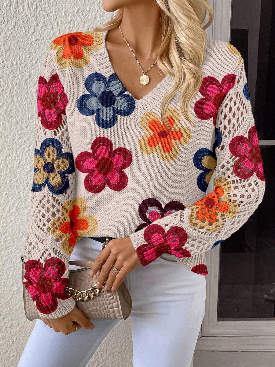 EMERY ROSE Women's Casual Elegant V-Neck Sweater, Suitable For Autumn ...