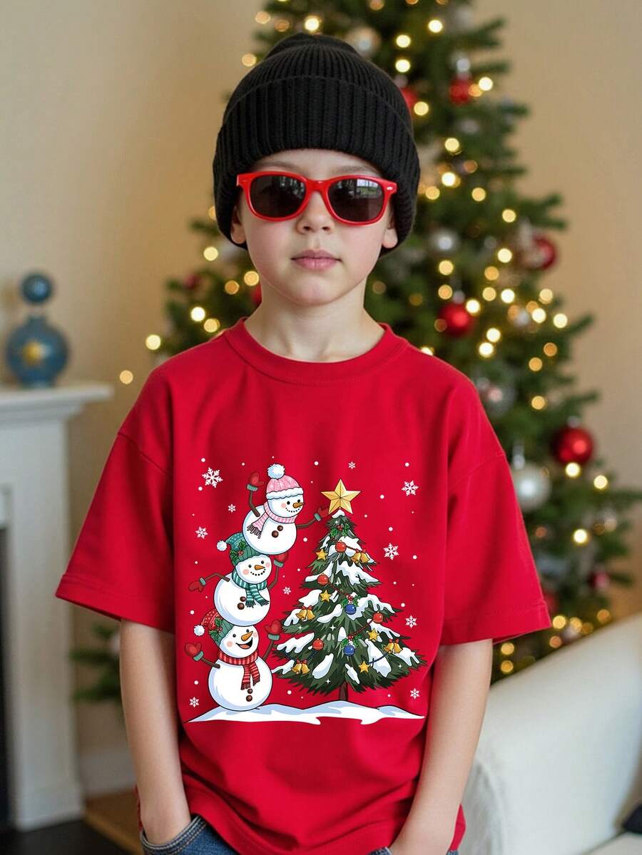 Tween Boy Christmas Family Matching Outfit, Cute & Fun Snowman ...