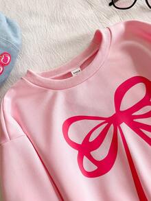 2pcs/Set Tween Girls Loose Casual Cute Print Crew Neck Long Sleeve Top ...