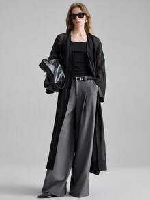 Ontre Women's Black Loose Comfortable Soft Fabric Crossover Collar ...