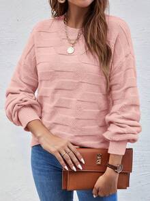 EMERY ROSE Women's Casual Daily Solid Color Crew Neck Sweater, Autumn ...