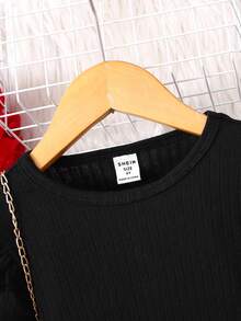 SHEIN Young Girl Autumn Family Matching Ruffle Trim Long Sleeve Round ...