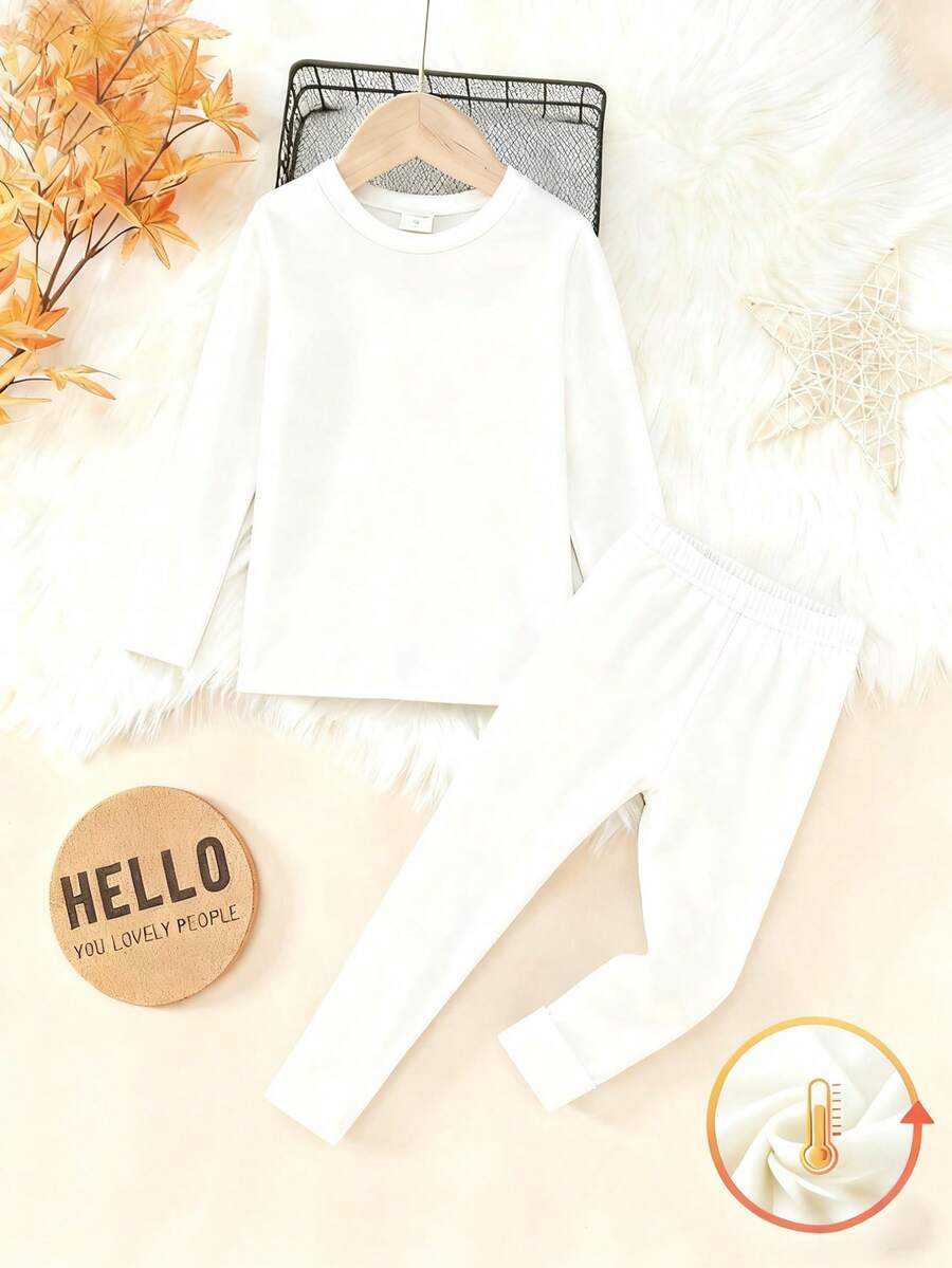 2pcs/Set Girls Turtleneck Long Sleeve Undershirt And Leggings Thermal ...