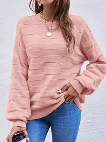 EMERY ROSE Women's Casual Daily Solid Color Crew Neck Sweater, Autumn ...