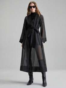 Ontre Women's Black Loose Comfortable Soft Fabric Crossover Collar ...