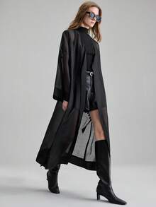 Ontre Women's Black Loose Comfortable Soft Fabric Crossover Collar ...