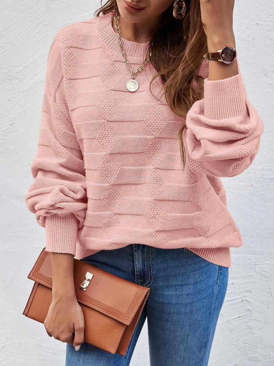 EMERY ROSE Women's Casual Daily Solid Color Crew Neck Sweater, Autumn ...