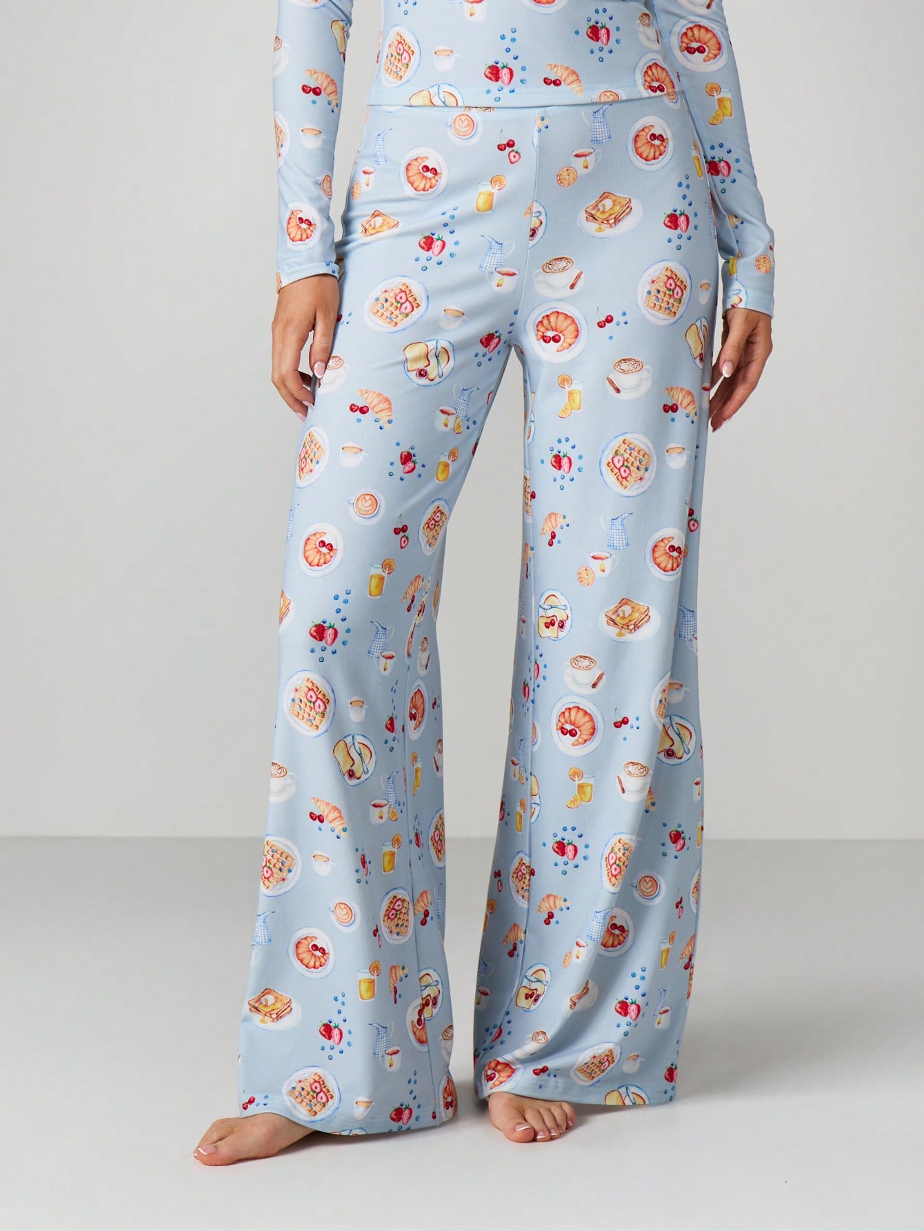 MISSGUIDED Breakfast Print Pajama Set With Long Sleeves｜MISSGUIDED