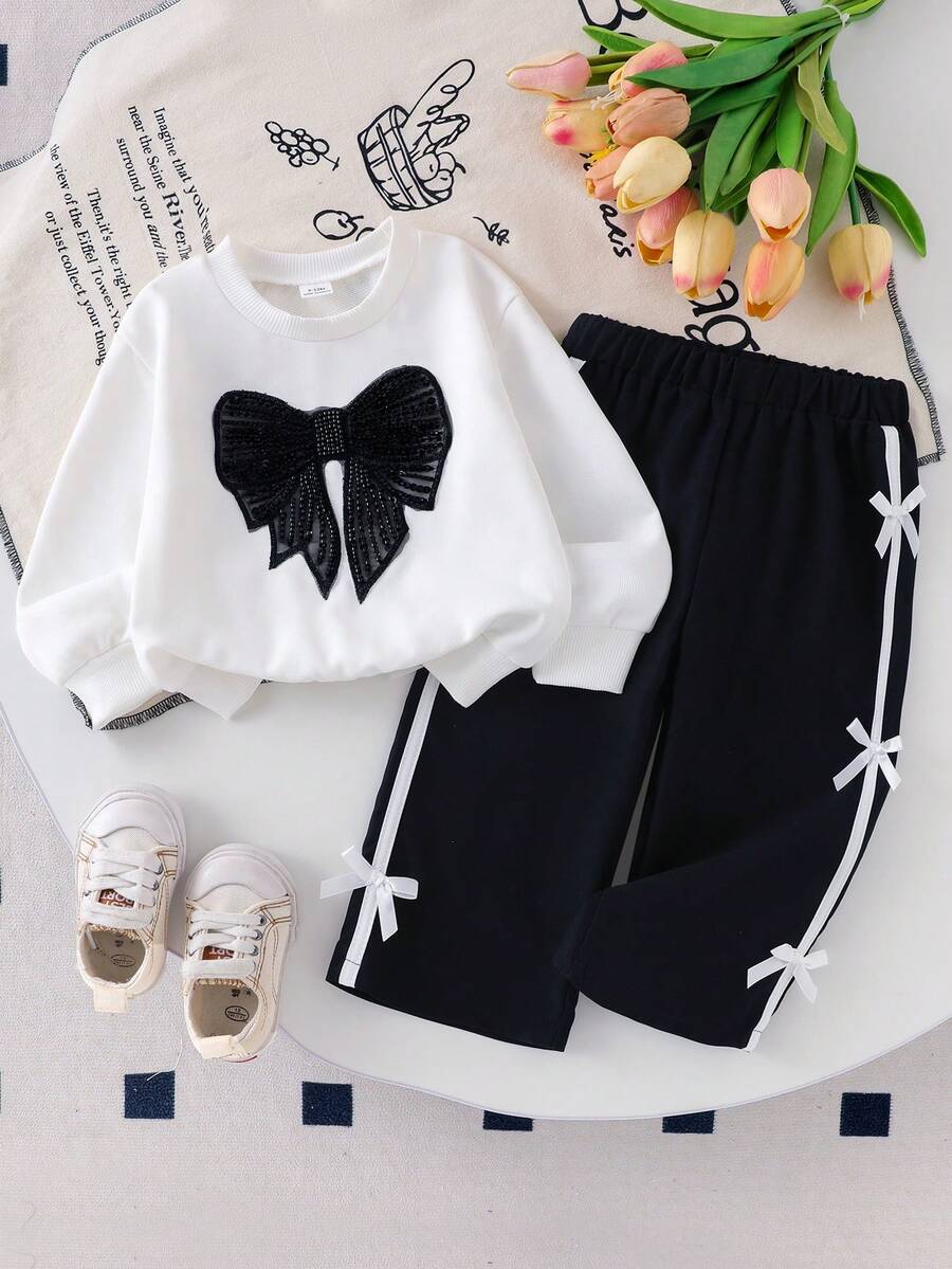 SHEIN Playful Pals 2pcs/Set Toddler Girls Knitted Crew Neck T-Shirt And ...