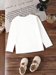 Girls Casual Cute Cartoon K-Pop Anime Girl Print White Crew Neck Long ...