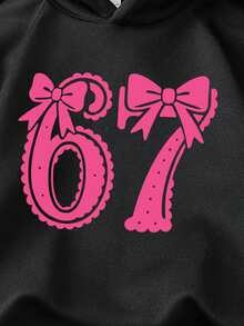 SHEIN Explorewe Tween Girl Black Pink Sweatshirt,Autumn Streetwear ...