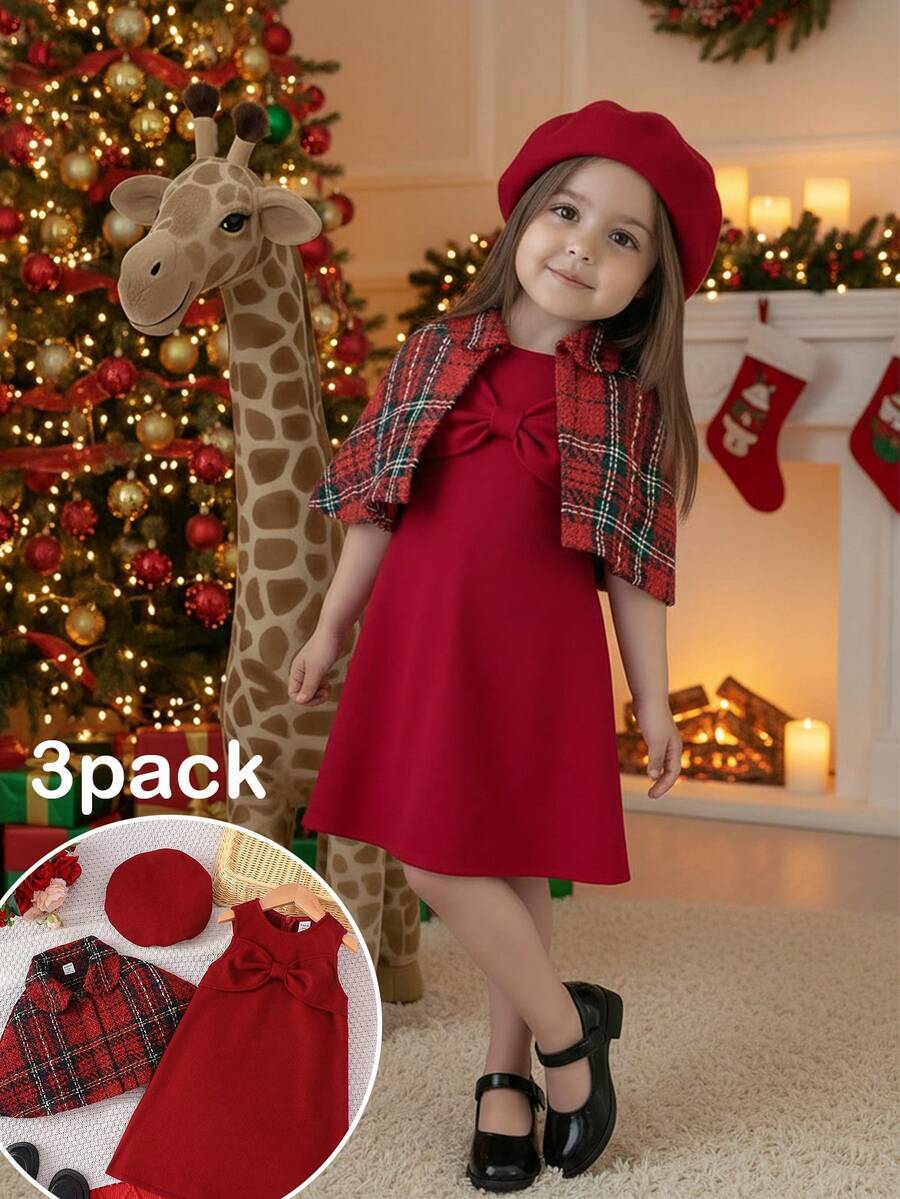 Emery Rose Kids Emery Rose Kids 3pcs/Set Girls' Plaid Red Jacket, Red ...