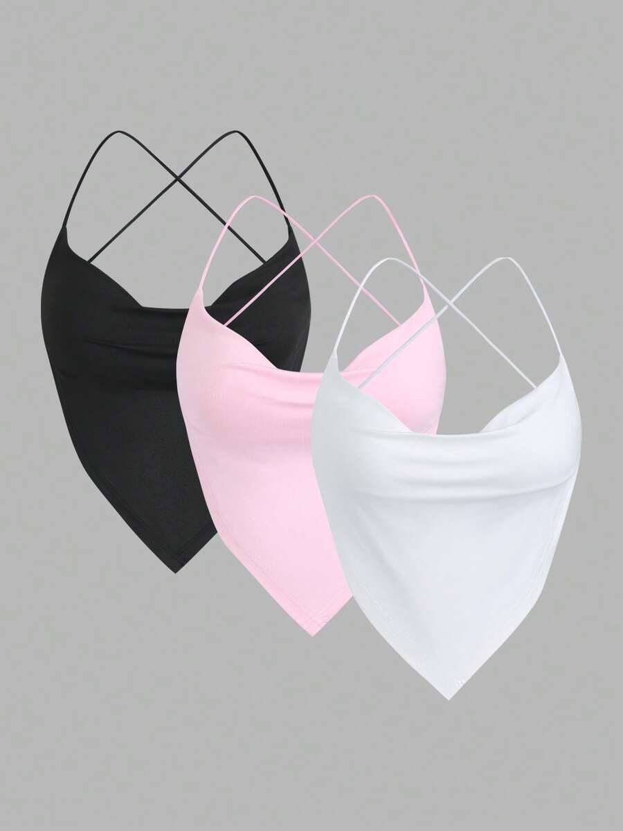 Sweetra Women's Sexy Solid Color Backless Halter Top, Summer | SHEIN UK