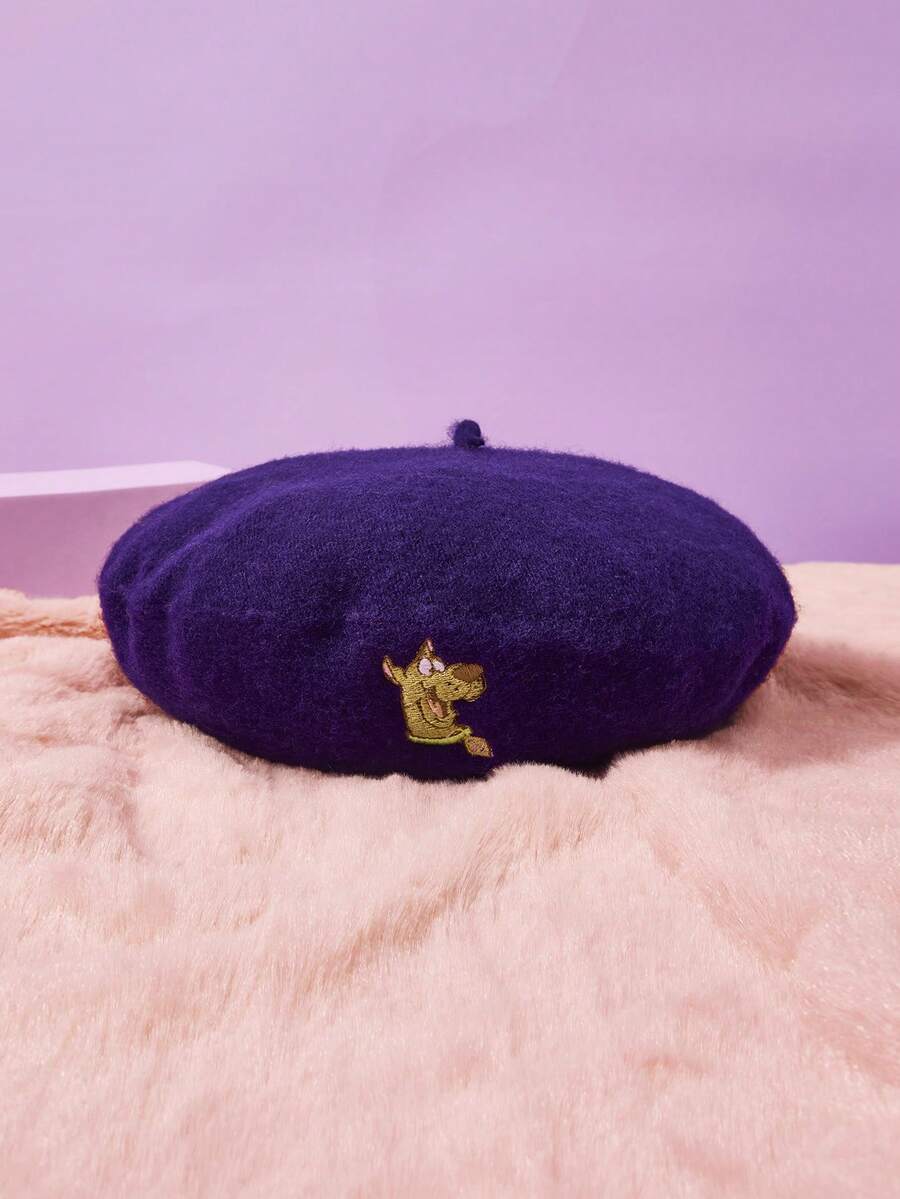 SCOOBY-DOO X SHEIN Boina bordada con perro, casual para otoño/invierno ...