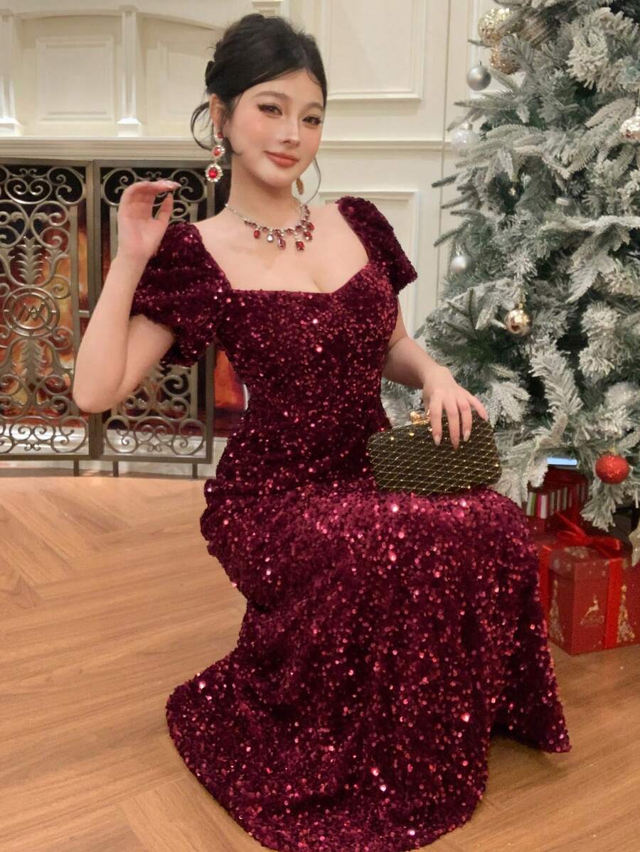 DAZY Elegantes Paillettenkleid im Meerjungfrauenstil für Damen, Outfit ...