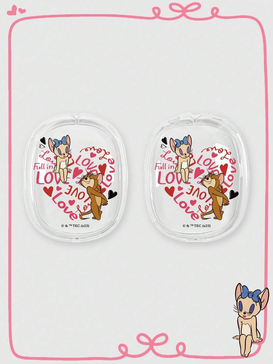 TOM & JERRY X SHEIN Cute Cartoon And Letter Heart Print Transparent ...