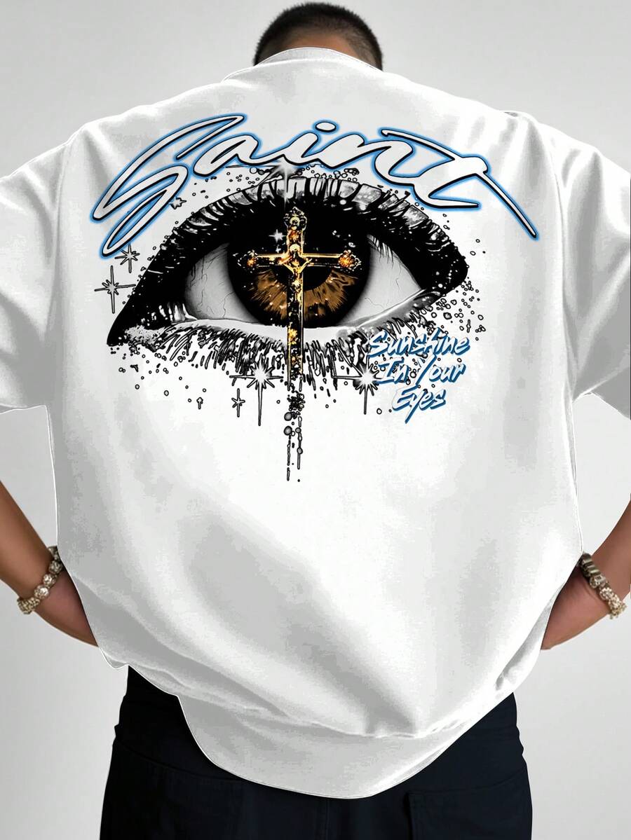 Manfinity EMRG Plus Size Men's Street Fashion Hip Hop Eye Print T-Shirt ...