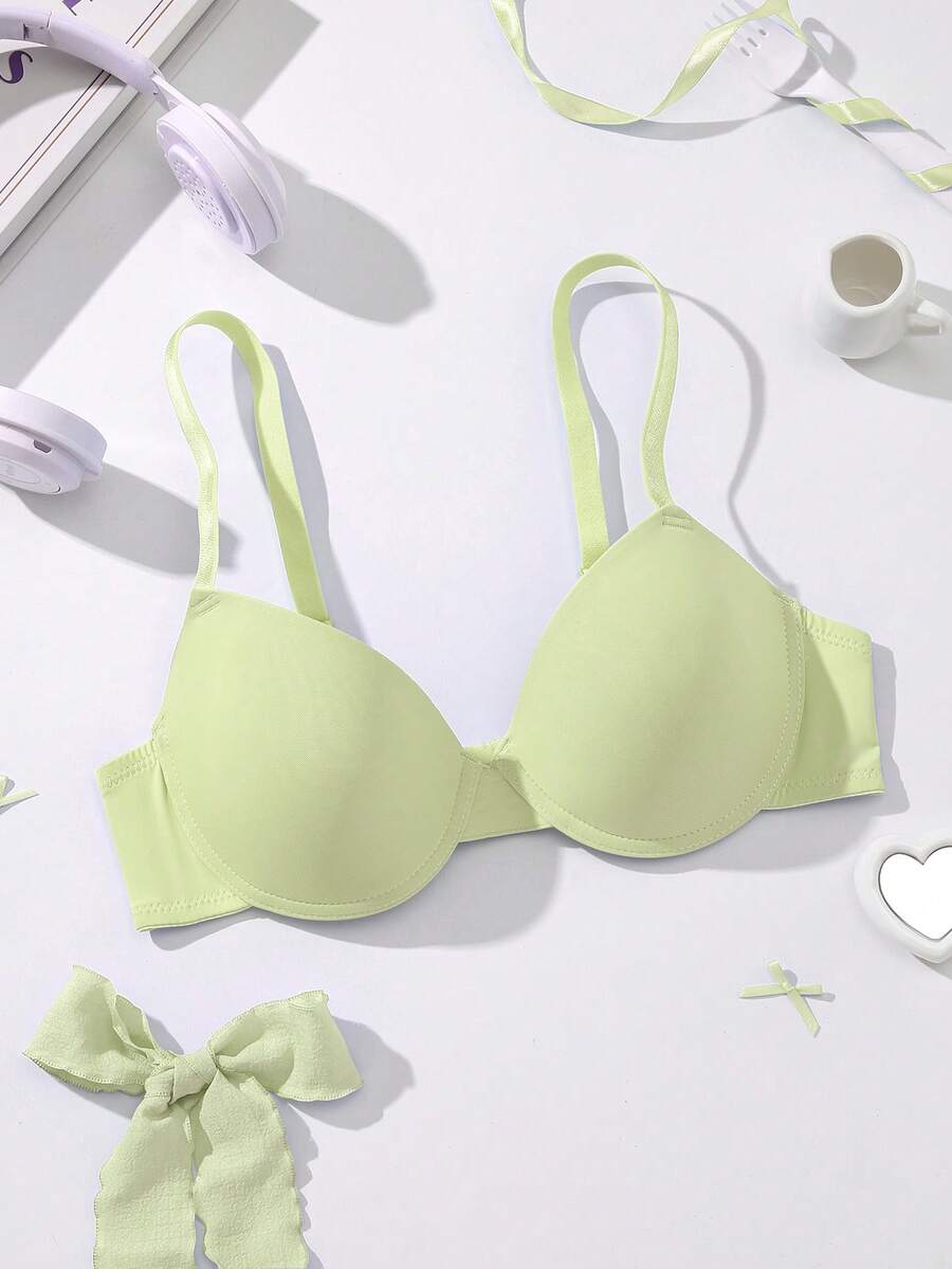 Mint Green Fabric Casual Push Up Bra For Women With Underwire Support ...