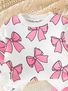 SHEIN 1 Set Baby Girls' Casual Fashionable Cute Bow Decor Round Neck ...
