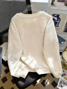 Resyla Moletom Casual de Manga Longa com Decote Redondo e Ombros Caídos ...