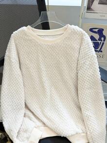 Resyla Moletom Casual de Manga Longa com Decote Redondo e Ombros Caídos ...