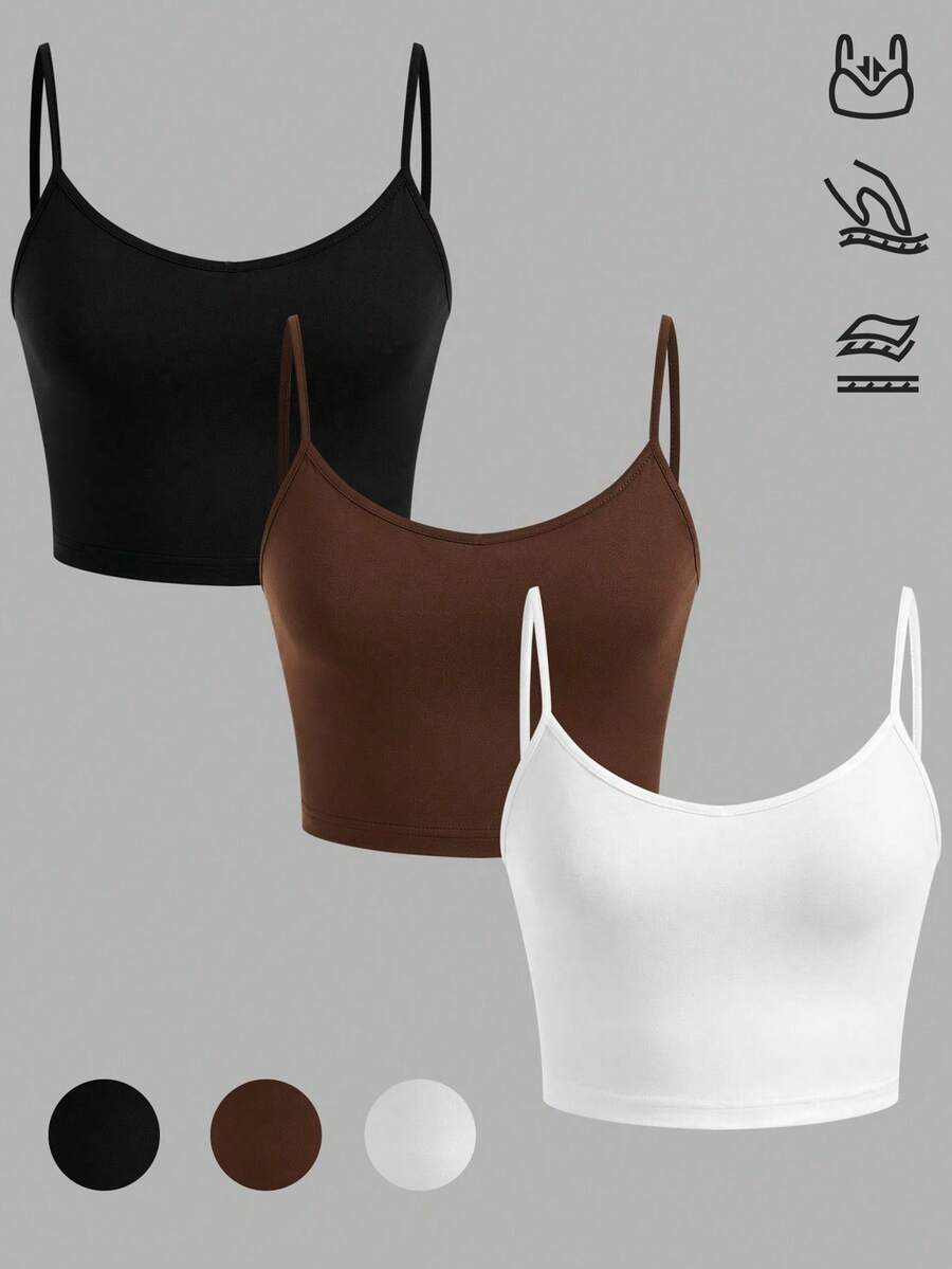 Girlism 3pcs/Set Tween Girls Cropped Casual Camisole Tops, Slim Fit ...