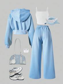 SHEIN ChillGRL 3pcs/Set Teen Girls Solid Color Thermal Lined Zip-Up ...