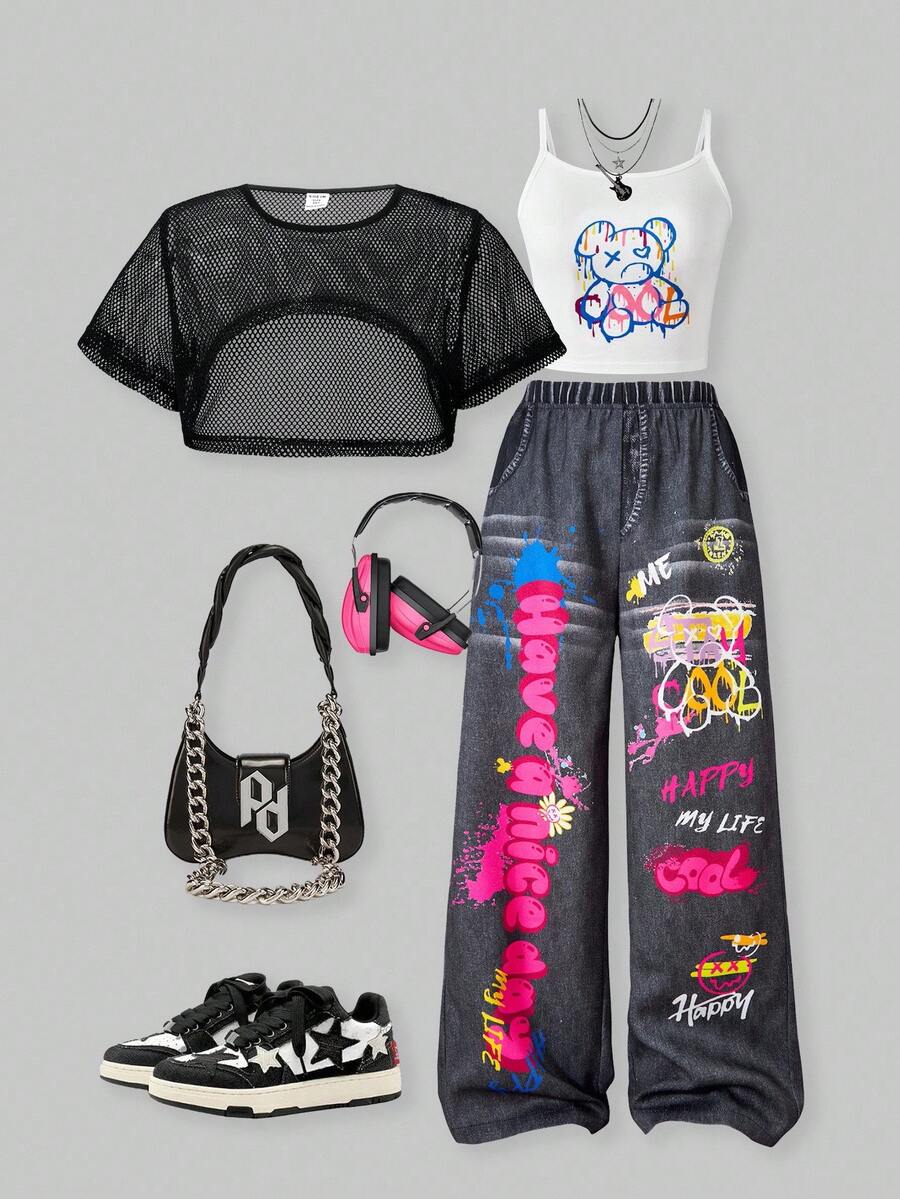 SHEIN ChillGRL 3-Piece Tween Girl Spring/Summer Casual Loose Cool Crop ...