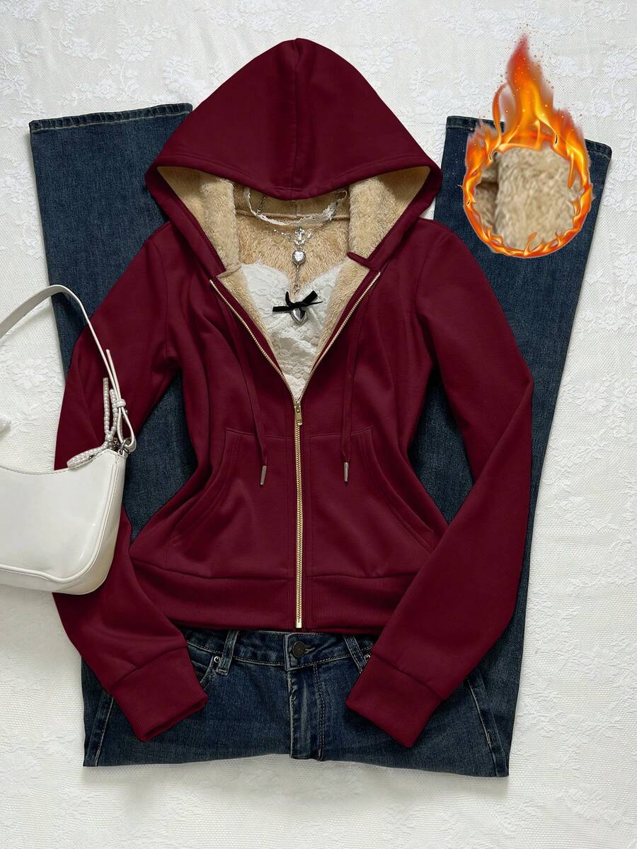 Elamini Fitted Vintage-Style Knit Elastic Hooded Thermal Lined Long ...