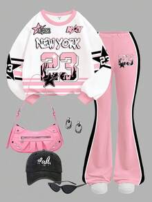 2pcs/Set Young Girls Vintage Sports Colorblock Streetwear Outfit, 23 ...