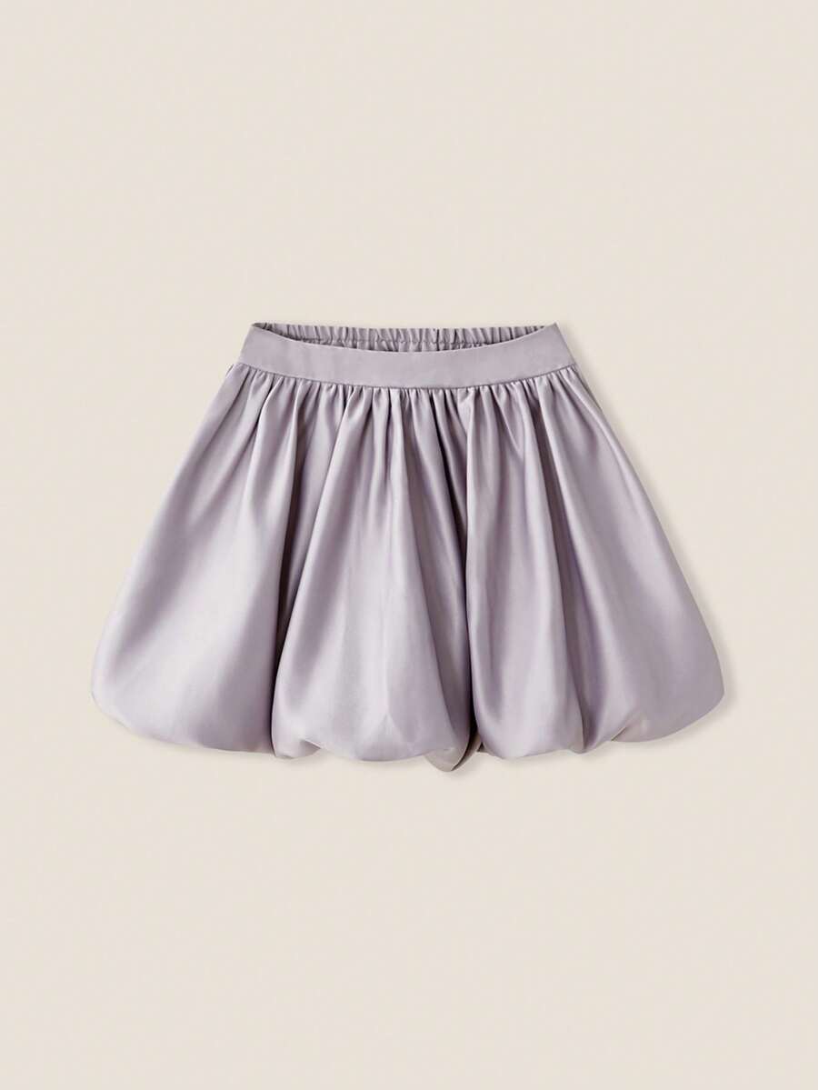 SHEIN Unity Grey Skirt Shorts For Women Mini Woven Fabric Bubble Skort ...