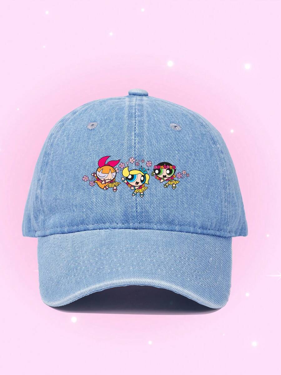 THE POWERPUFF GIRLS X SHEIN Gorra de béisbol rosa lavada con estampado ...