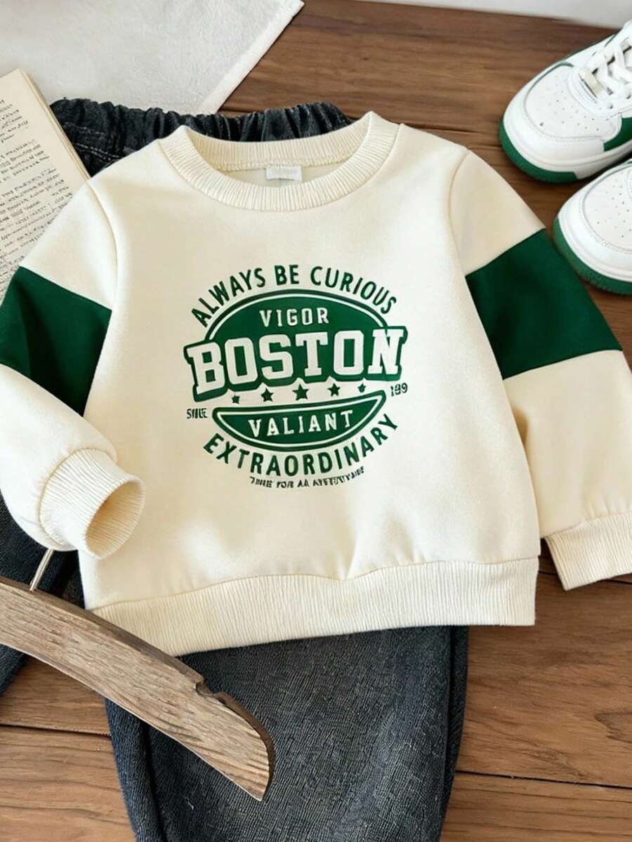 SHEIN Suéter de Moletom Infantil Masculino de Gola Careca de Manga ...