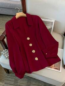 GlowEve CURVE Damen Große Größen V-Ausschnitt Langarm Glatte Stoff ...