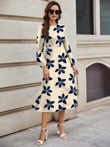 SHEIN Clasi Elegant Plaid Print Dress, Suitable For Autumn/Winter ...
