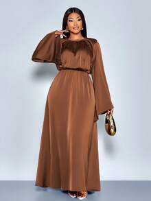 SOLERSUN Plus Size Women's Chocolate Brown Fall Winter Modest Wedding ...