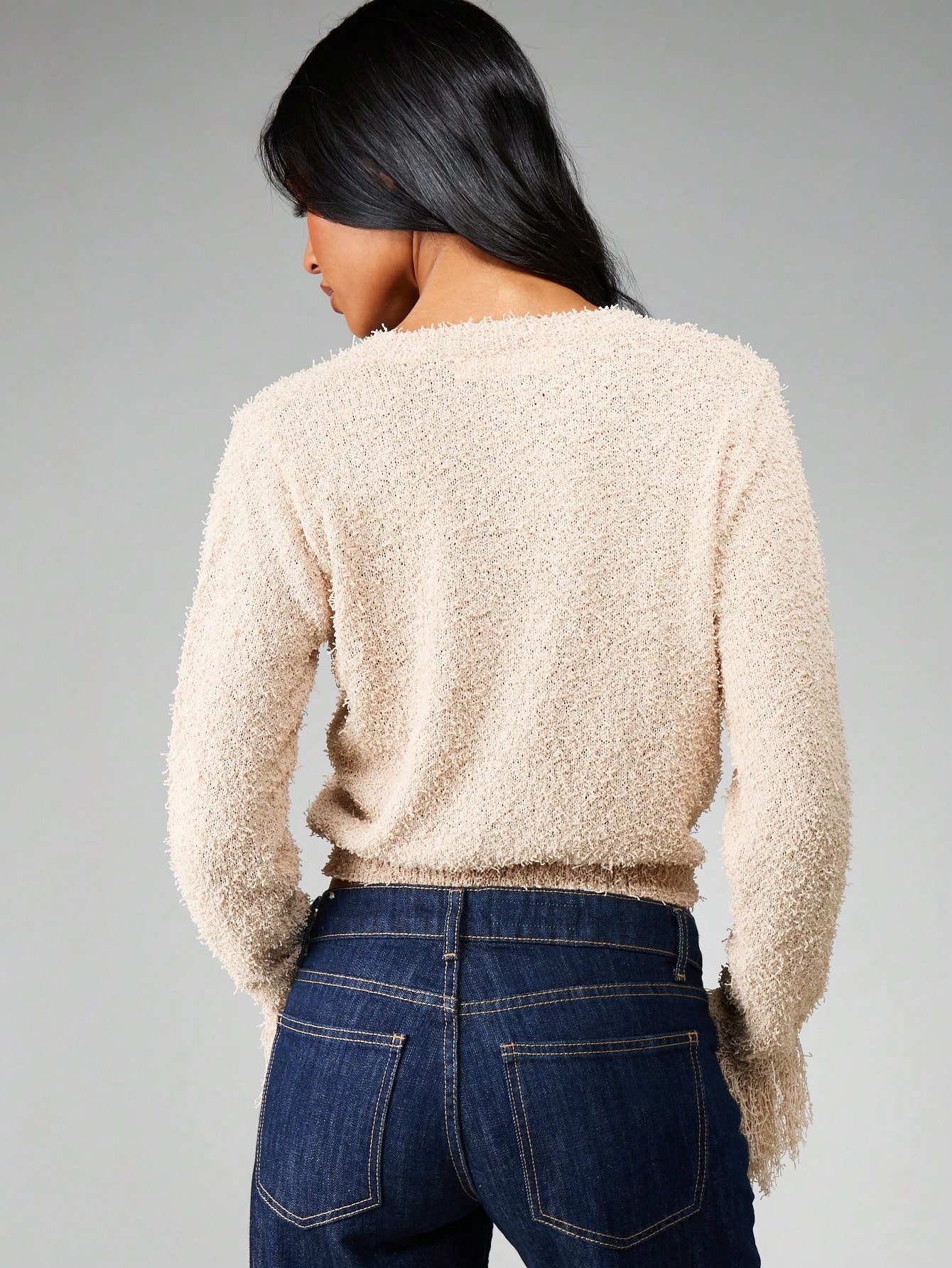 MISSGUIDED Fuzzy Button Front Cropped Cardigan｜MISSGUIDED