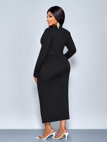 SOLERSUN Plus Size Women's Solid Color Simple Casual Cut-Out Long ...