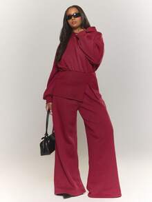 MUSERA Plus Wide Leg Elasticated Tie Waist Joggers Autumn Cute Cosy ...