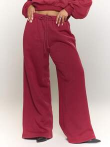 MUSERA Plus Wide Leg Elasticated Tie Waist Joggers Autumn Cute Cosy ...