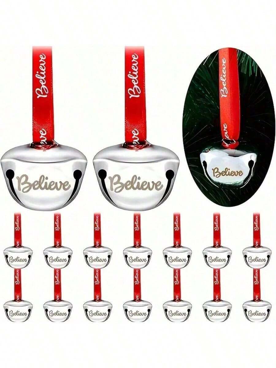 10 Stücke Weihnachtsschlitten Glocken mit roter Schleife - 3,81 cm Mini ...