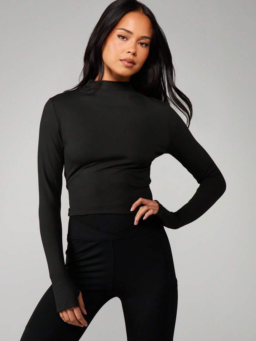 MISSGUIDED Hochgeschlossenes langärmliges figurbetontes Top mit ...