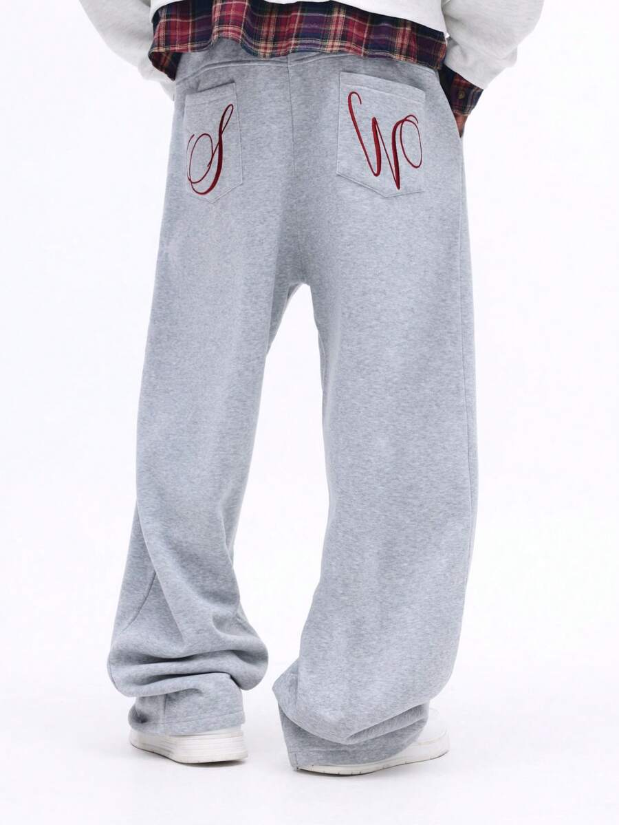 SUMWON Baggy Fit Embroidered Back Pocket Sweatpants With Script ...