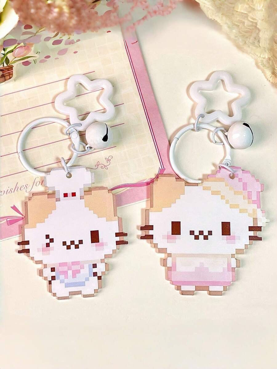 Zazumi 1 Peça Pingente de Chaveiro Estilo Pixel Sino Doce de Gato ...