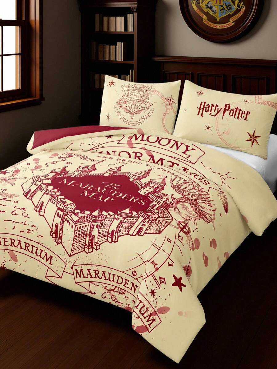 HARRY POTTER X SHEIN 3pc The Marauder's Map Print Three-Piece Duvet ...