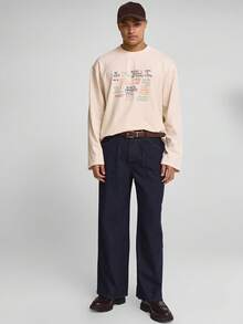 Musero Weite Bein Maßgeschneiderte Plissee Kontrastnaht Jeans Co Ord ...