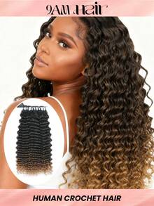 Human Crochet Hair In 100% Remy Human Hair Deep Wave Feather Line Boho ...
