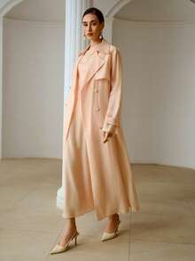 ZEYLAH Women's Double-Breasted Lightweight Semi-Sheer Long Windbreaker ...